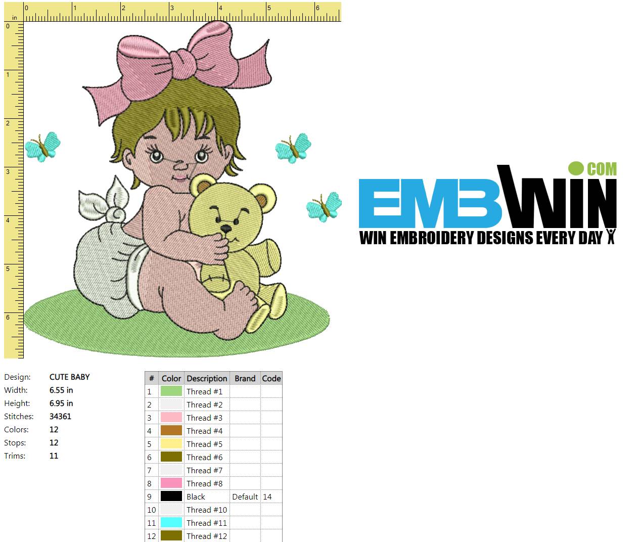 CUTE BABY FREE EMBROIDERY DESIGN 1306 – embwin – machine embroidery designs