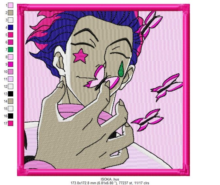 Pink Isoka Anime Free Embroidery Design – embwin – machine embroidery ...