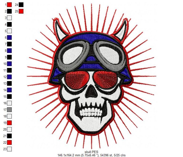 Skull Biker Free Embroidery Design – embwin – machine embroidery designs