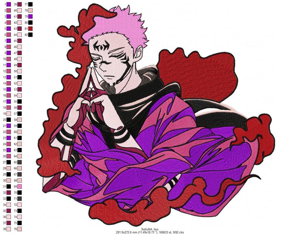 Sukuna Free Anime Embroidery Design – embwin – machine embroidery designs