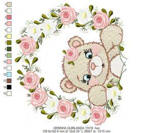 The Bear Flowers Circle Free Embroidery Design - embwin - machine ...