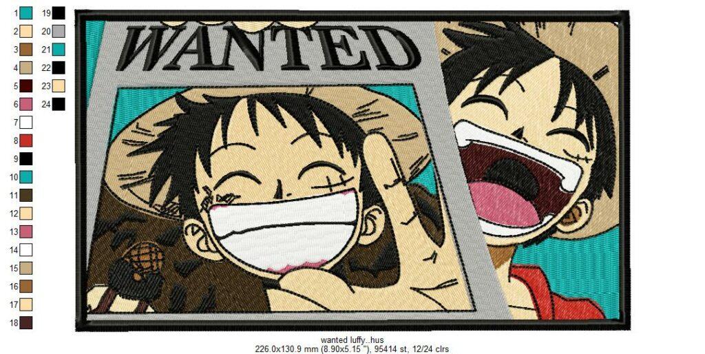Wanted Luffy Free Embroidery Design – embwin – machine embroidery designs