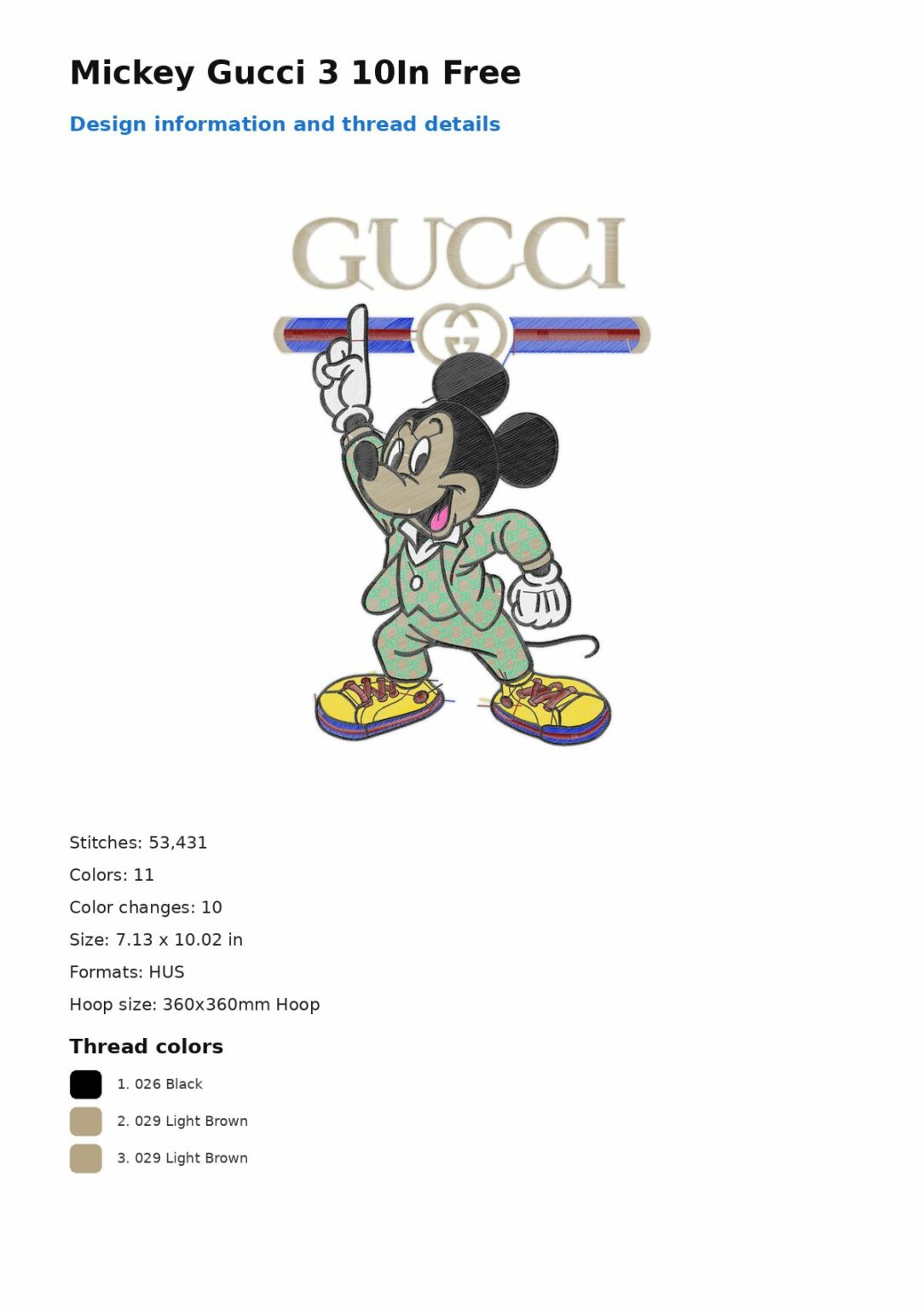 3MICKEY MINNIE GUCCI – Design 4 Free Embroidery Design – EmbWin – Free ...
